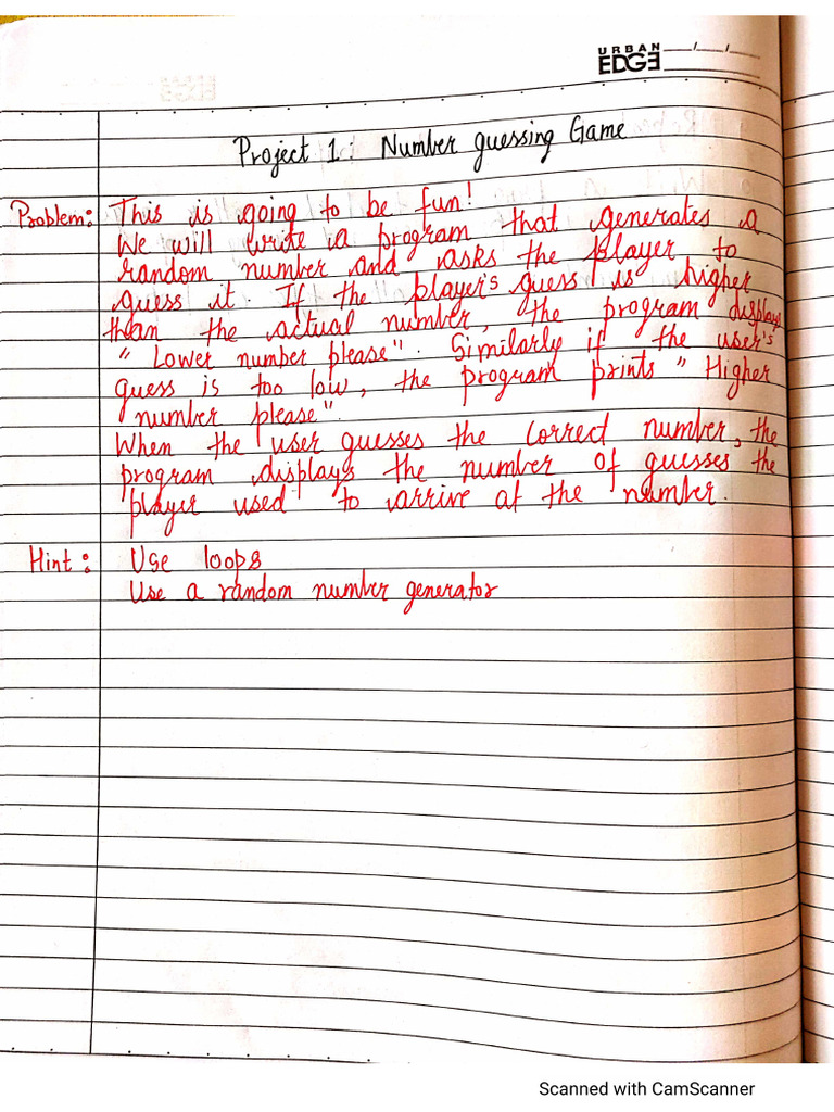 Project 1 - Number Guessing Game | PDF