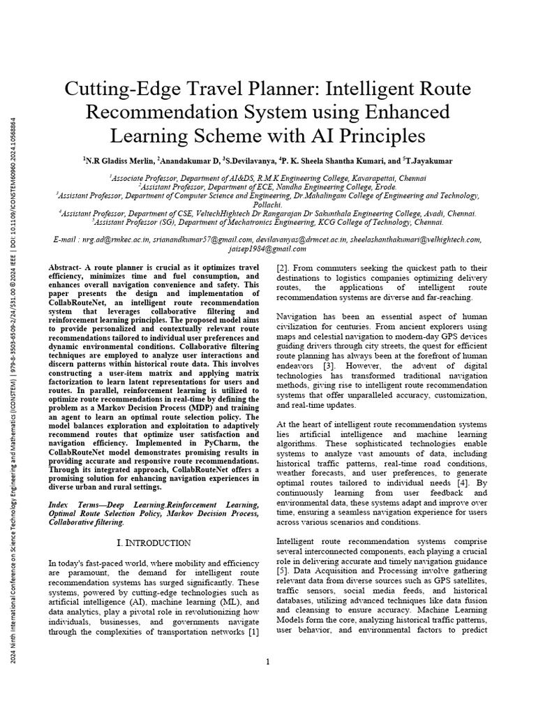 Cutting-Edge Travel Planner Intelligent Route Recommendation System ...