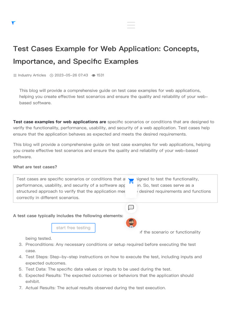 Test Cases Example for Web Application Concepts, Importance, and ...