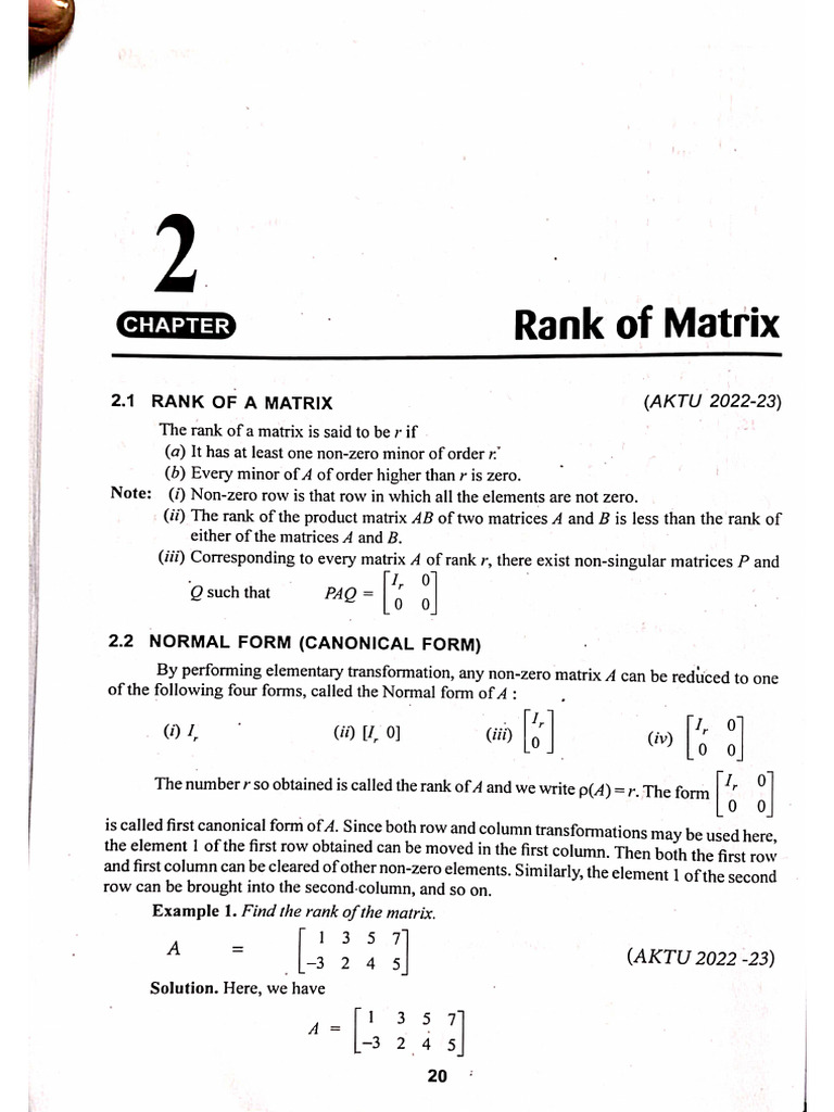 Rank of Matrix | PDF