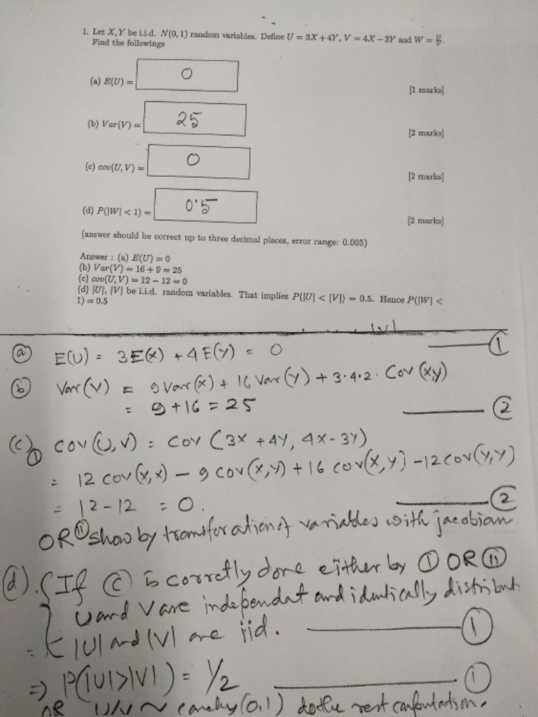 End_Sem_Solution_MA20205R_1 | PDF | Standard Deviation | Probability
