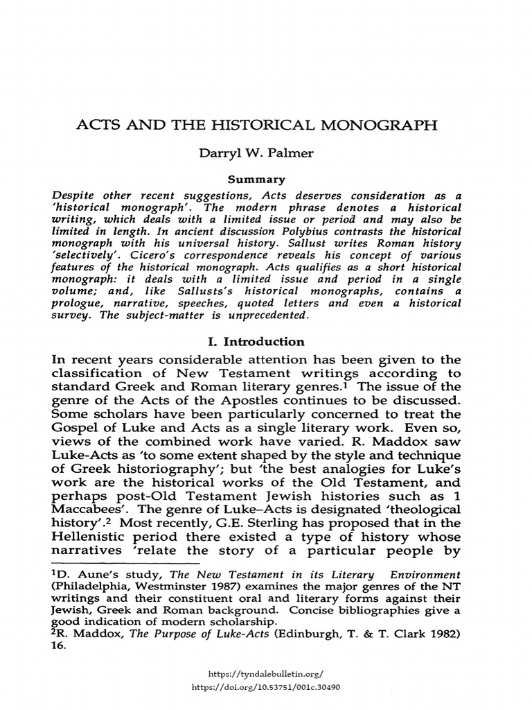 Acts and The Historical Monograph | PDF | Acts Of The Apostles