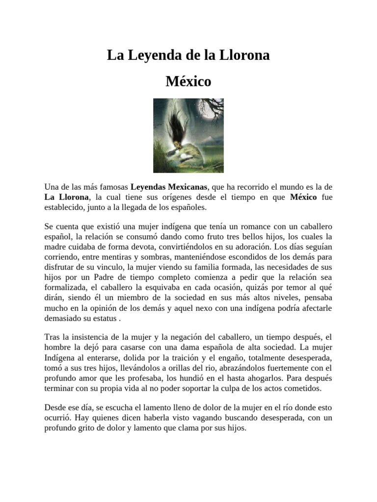 La Leyenda de La Llorona Mexico | PDF