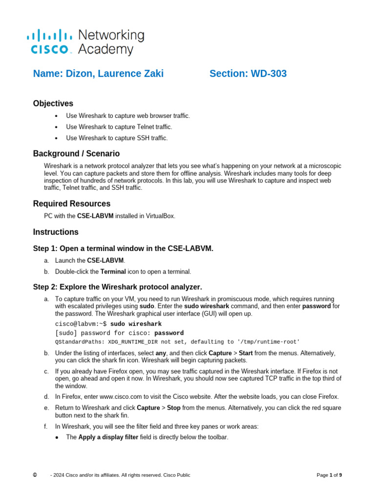 Wireshark Lab: Telnet vs SSH | PDF | Secure Shell | Computer Networking