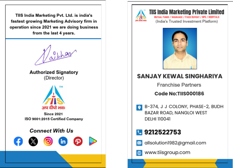 SANJAY KEWAL SINGHARIYA Icard For Partner | PDF
