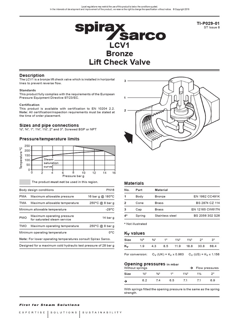 Spirax Sarco 0293190 Specification Sheet | PDF | Valve | Gas Technologies