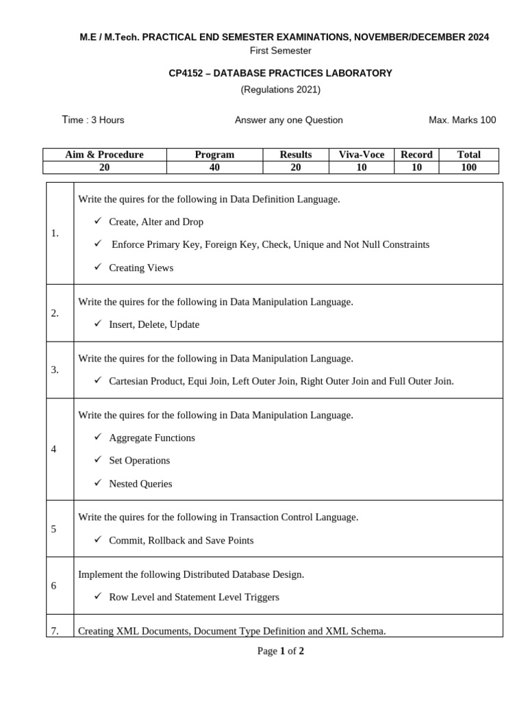 CP4152 DBP LABORATORY | PDF