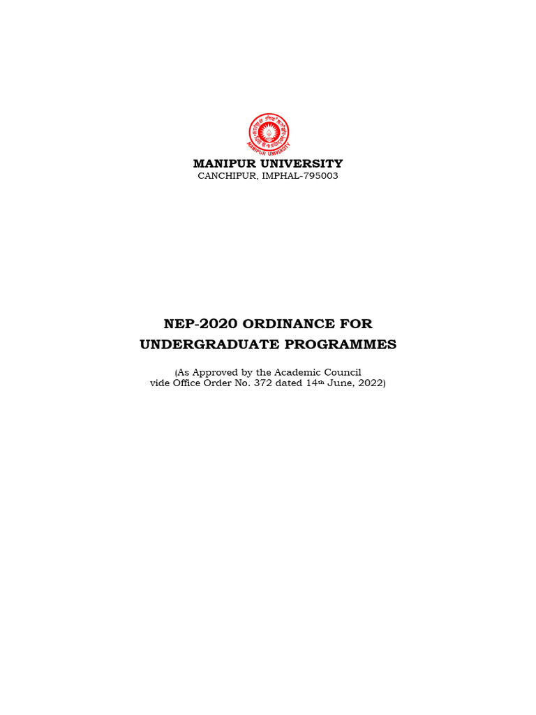 NEP-2020 Ordinance for UG Programs | PDF | Academic Degree | Bachelor's ...