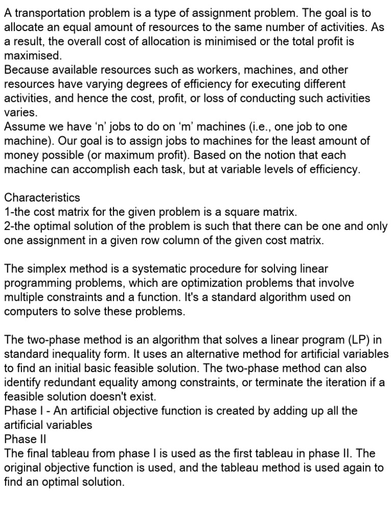 Two-Phase Method for Linear Programming | PDF