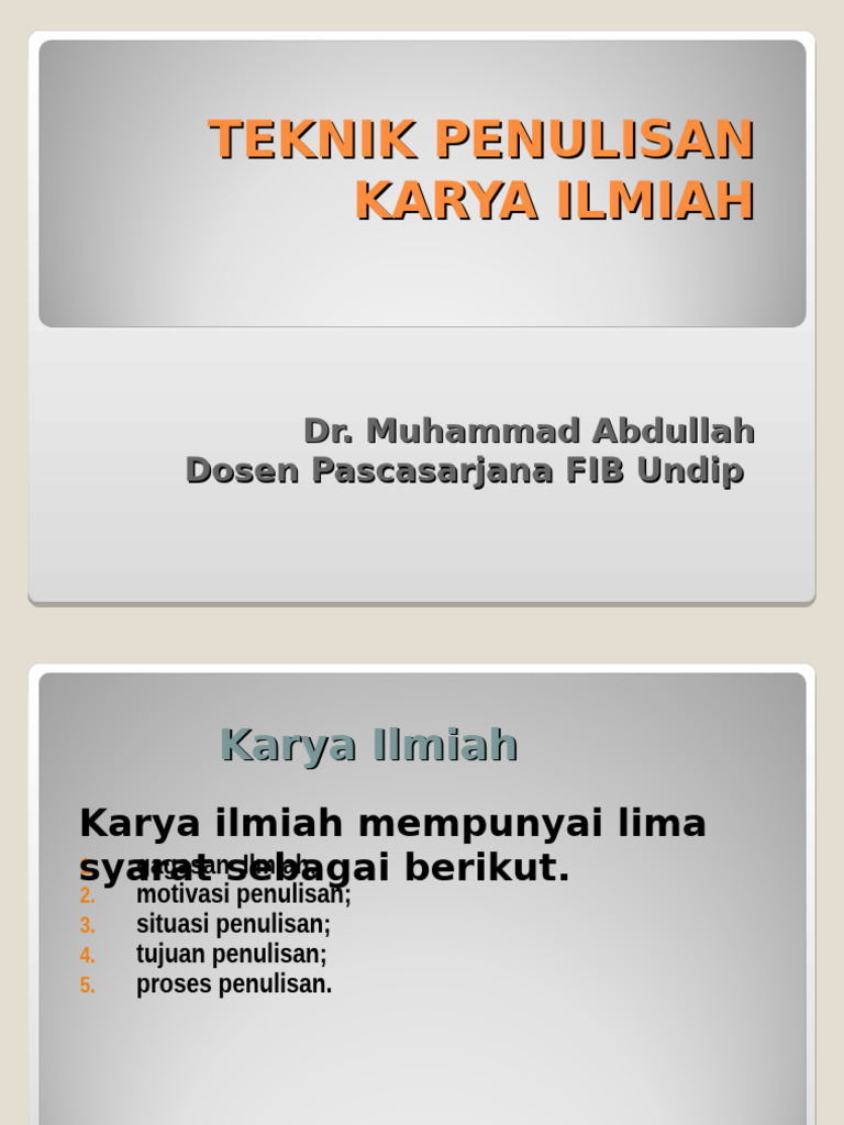 Teknik Penulisan Karya Ilmiah | PDF