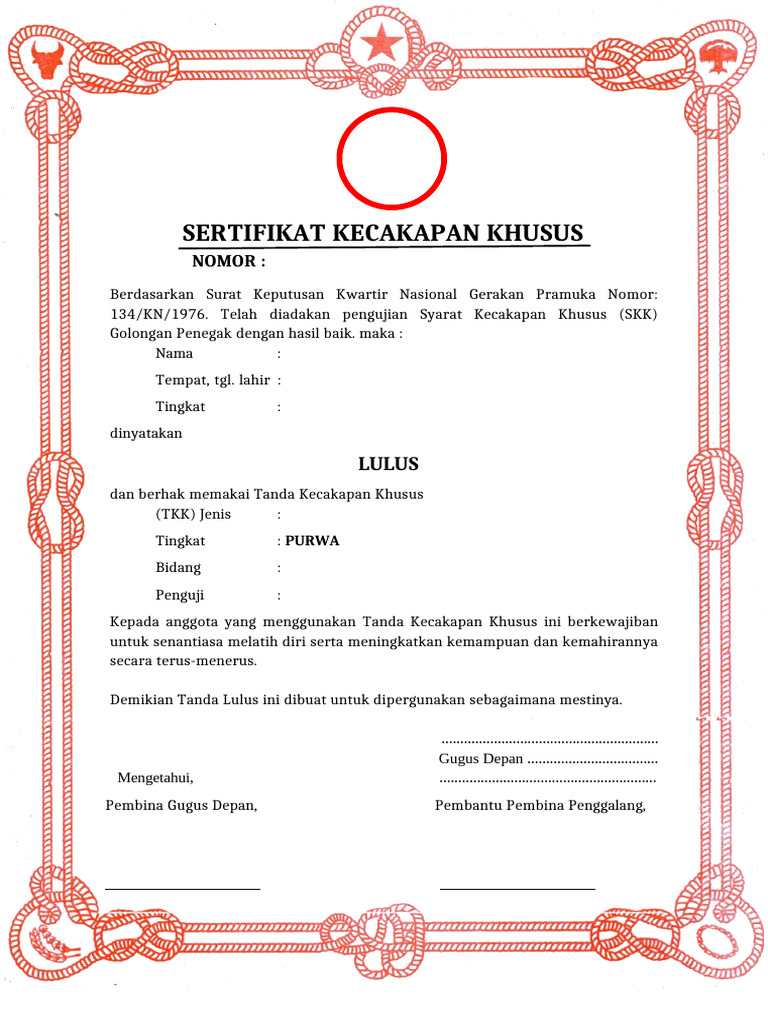 Sertifikat Tkk | PDF