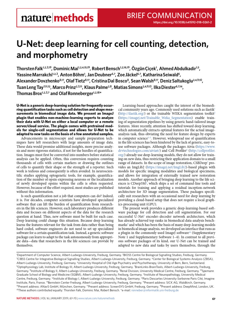U-Net Deep Learning for Cell Counting, Detection, And Morphometry | PDF | Image Segmentation