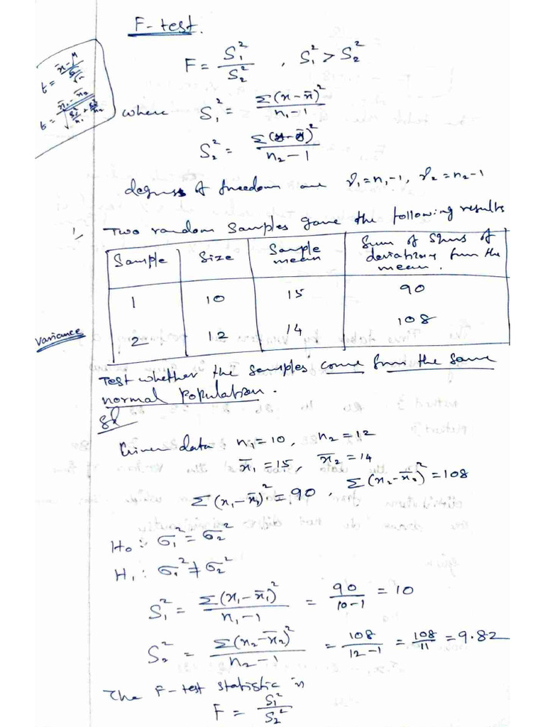 F Test Chi Square Test | PDF