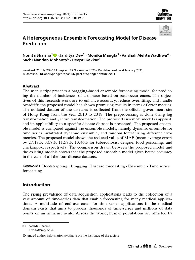 Heterogeneous Ensemble Model for Disease Prediction | PDF | Forecasting | Time Series
