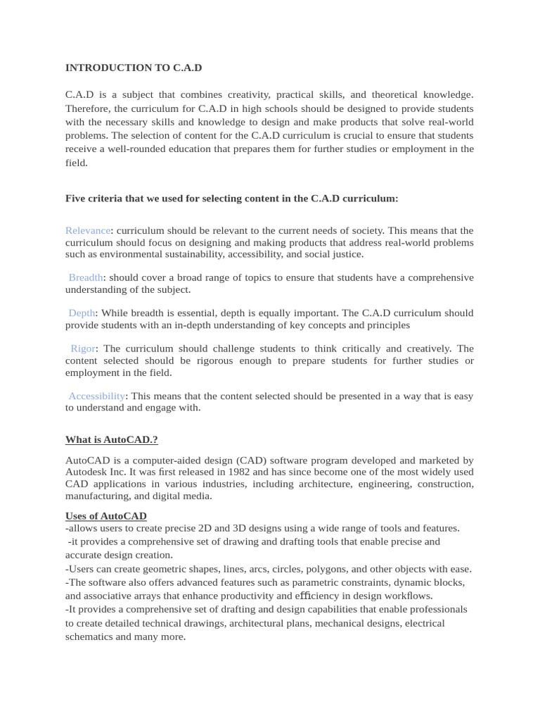 CAD Notes | PDF | Computer Aided Design | Technical Drawing
