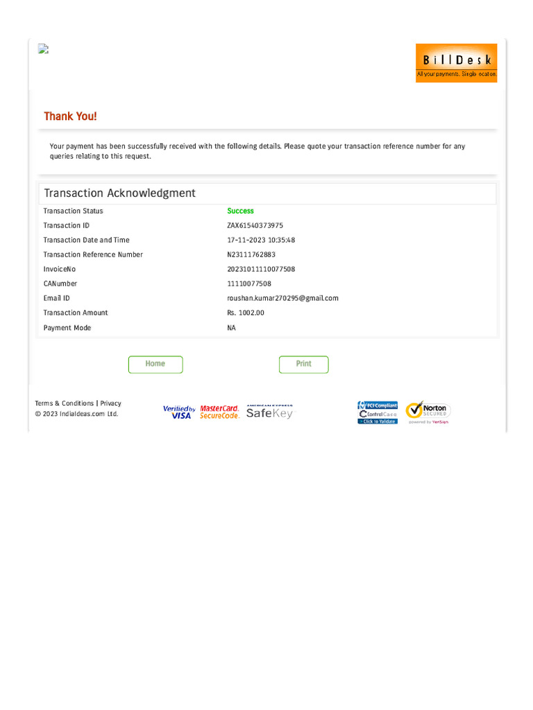 Successful Transaction Receipt | PDF