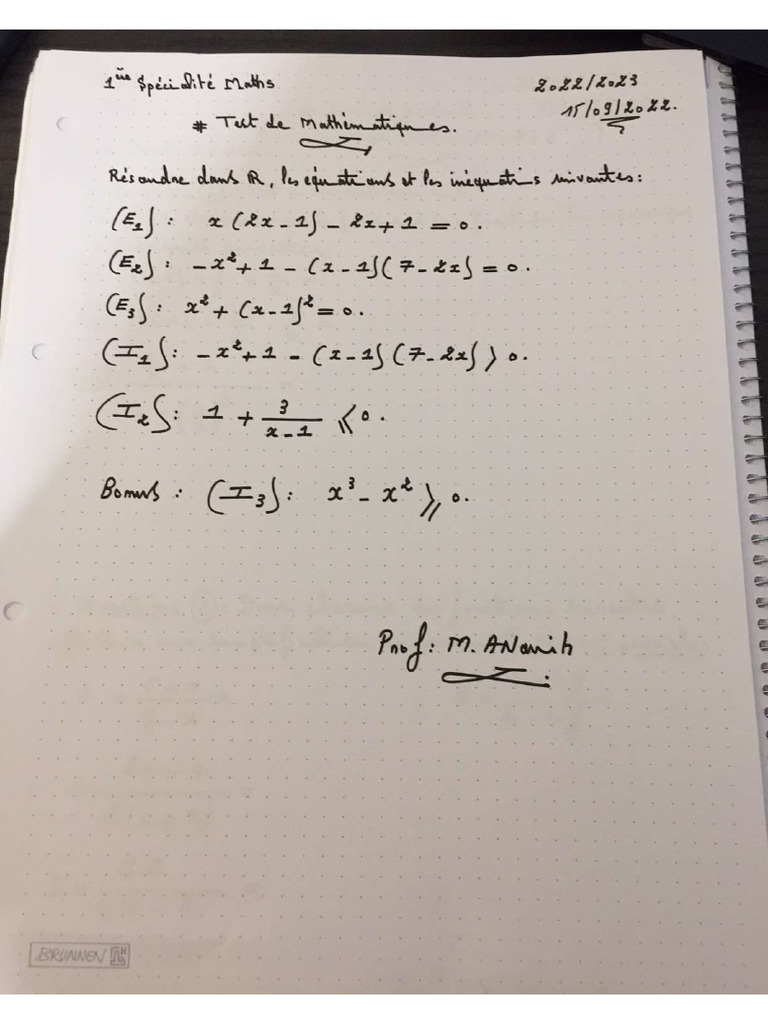 Test-1ère Spé Maths | PDF