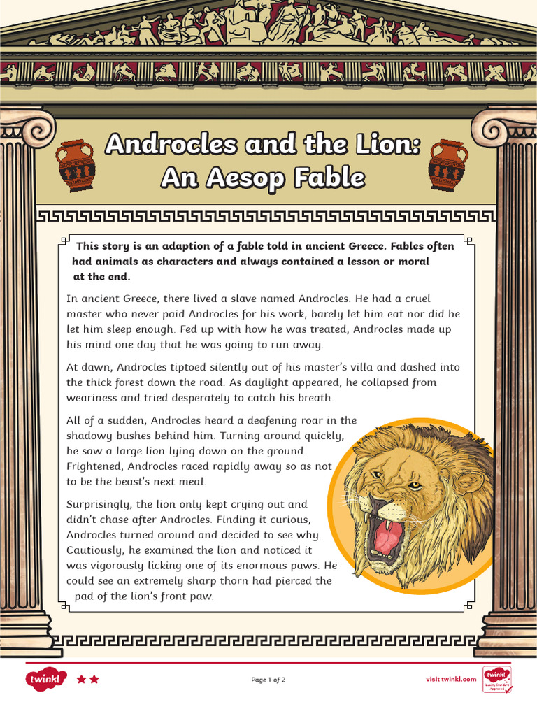 T e 1636033496 Lks2 Androcles and The Lion An Aesop Fable ...