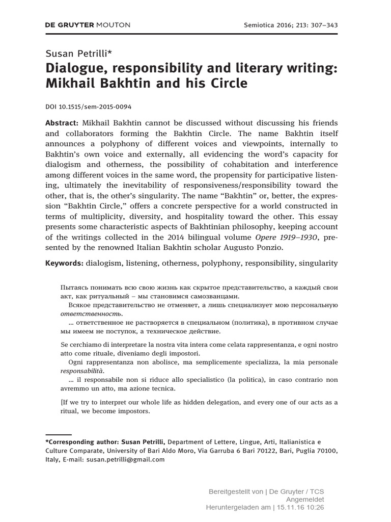 (Semiotica) +dialogue,+responsibility+and+literary+writing +Mikhail ...