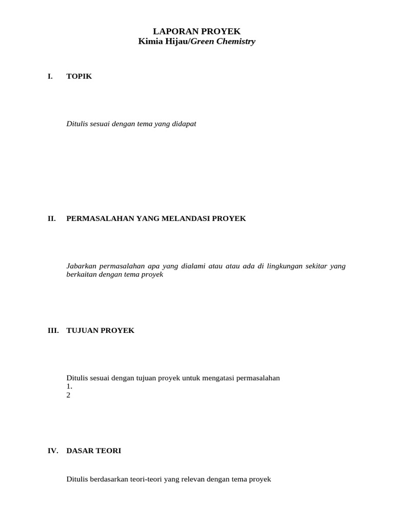 Laporan Proyek Kimia Hijau (Draft format) | PDF