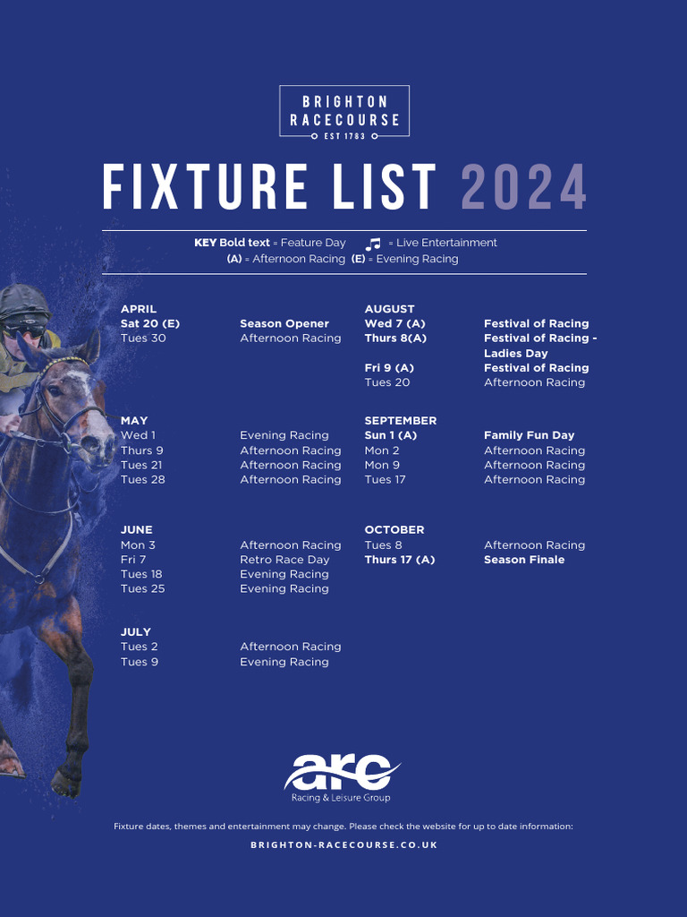 Brighton Racecourse 2024 Fixture List | PDF