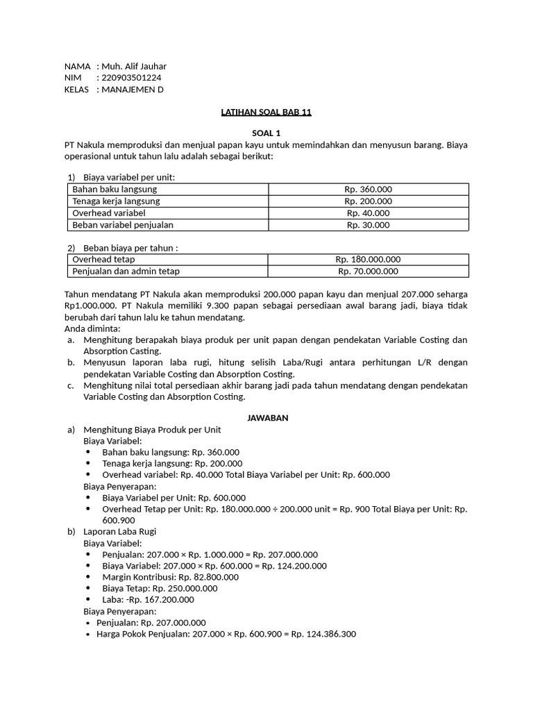Muh. Alif Jauhar - 220903501224 - Latihan Soal Bab 11-13 | PDF