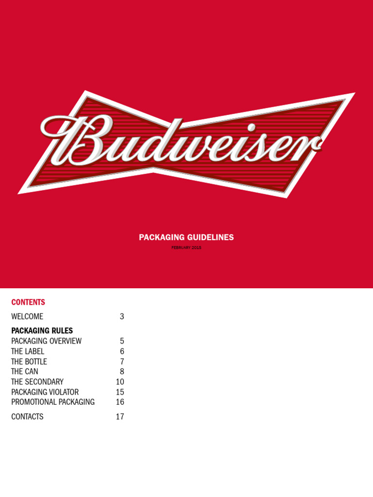Budweiser Packaging Guide | PDF | Anheuser Busch | Brand