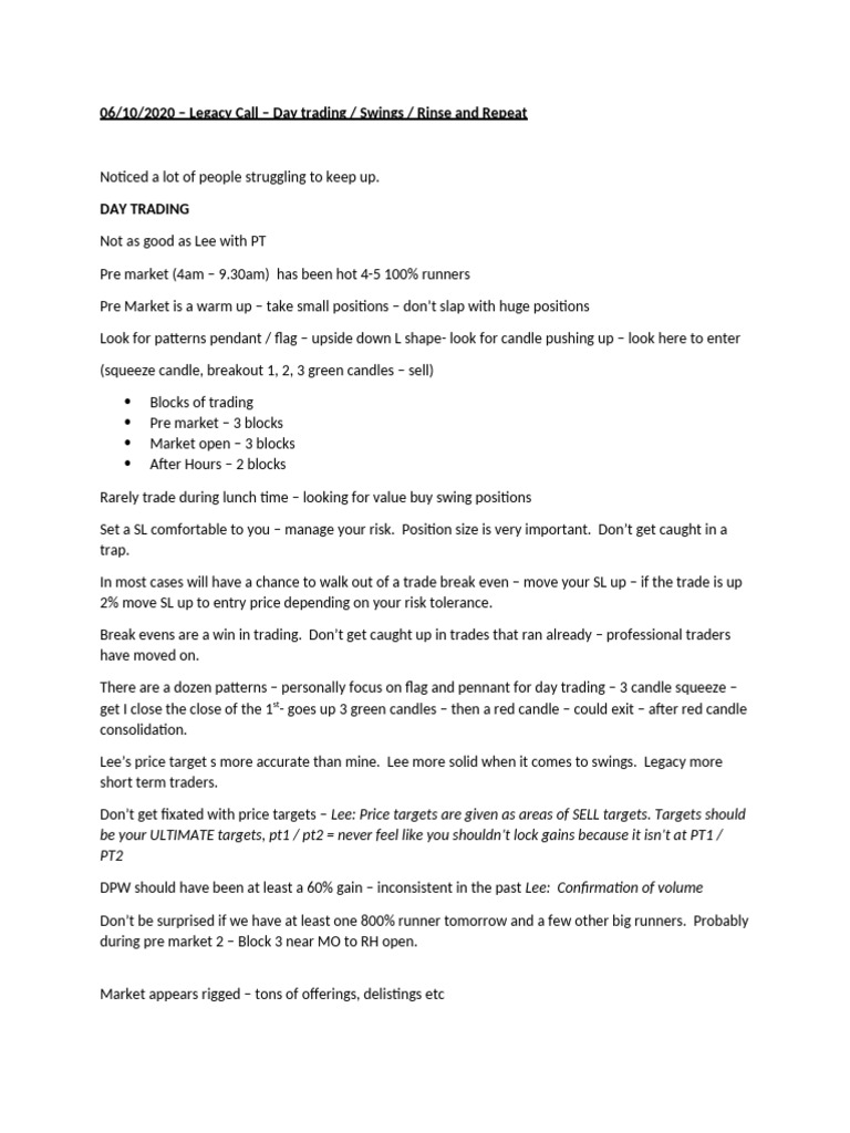 610 Day Trading Swings Rinse and Repeat | PDF | Day Trading