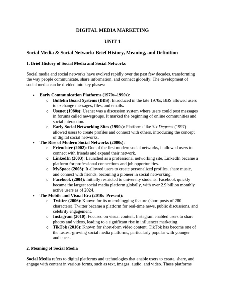 Digital Media Marketing Unit 1 Notes | PDF | Popular Culture & Media ...