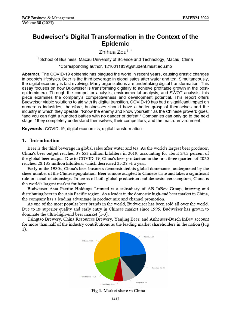 Budweisers_Digital_Transformation_in_the_Context_ | PDF | Anheuser Busch | E Commerce