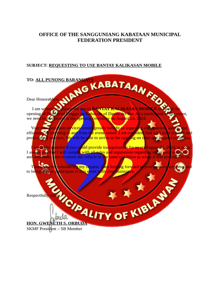 Letter To Punong Barangays | PDF