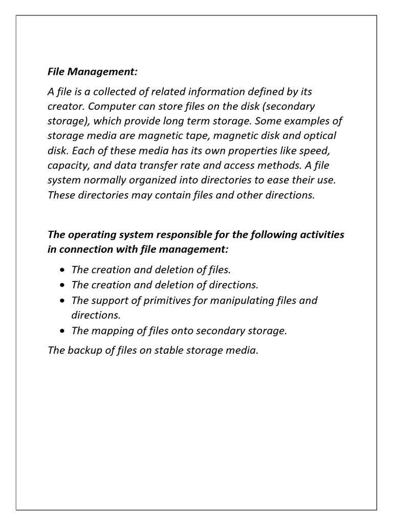 OS Process & File Management Guide | PDF | Process (Computing ...