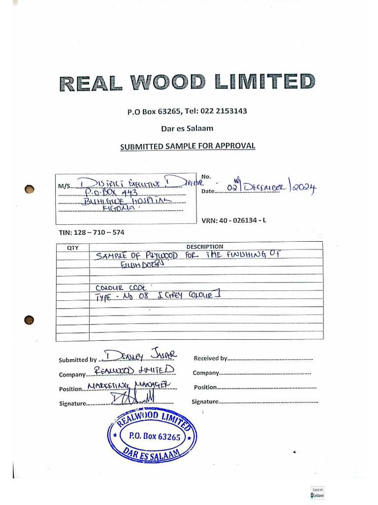 Sample For Approval of Plywood | PDF