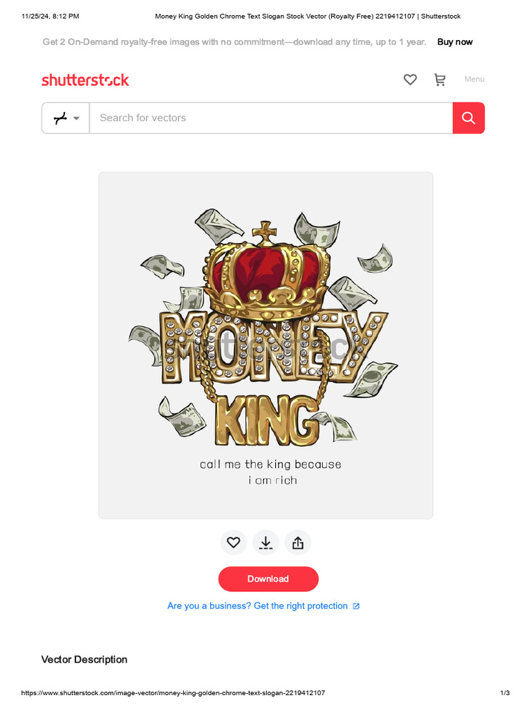 Money King Golden Chrome Text Slogan Stock Vector (Royalty Free ...