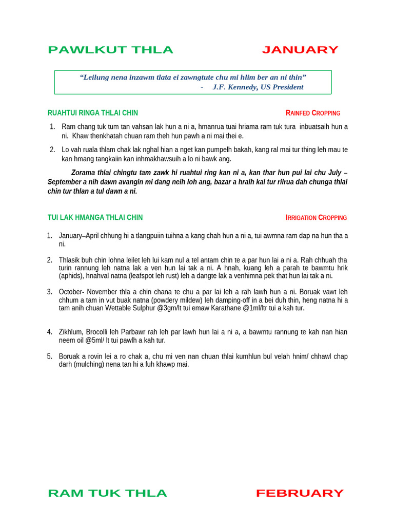 Crop Calendar | PDF | Vegetables | Crops
