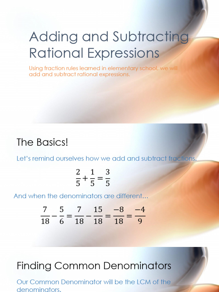 Addition of Rational Algebraic Example | PDF | Polynomial | Rational Number