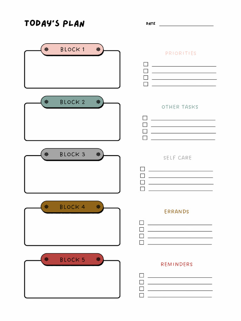Todays Plan printable | PDF