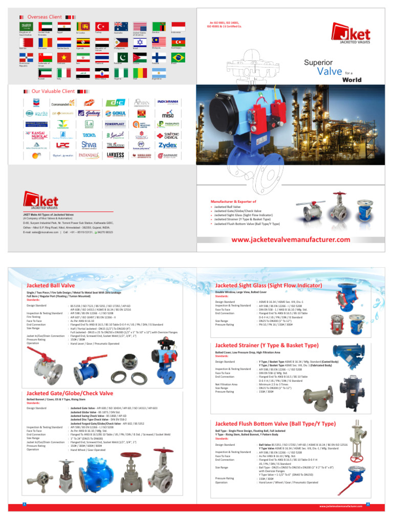 Jacketed Valve Catalogue | PDF | Valve | Hydraulics
