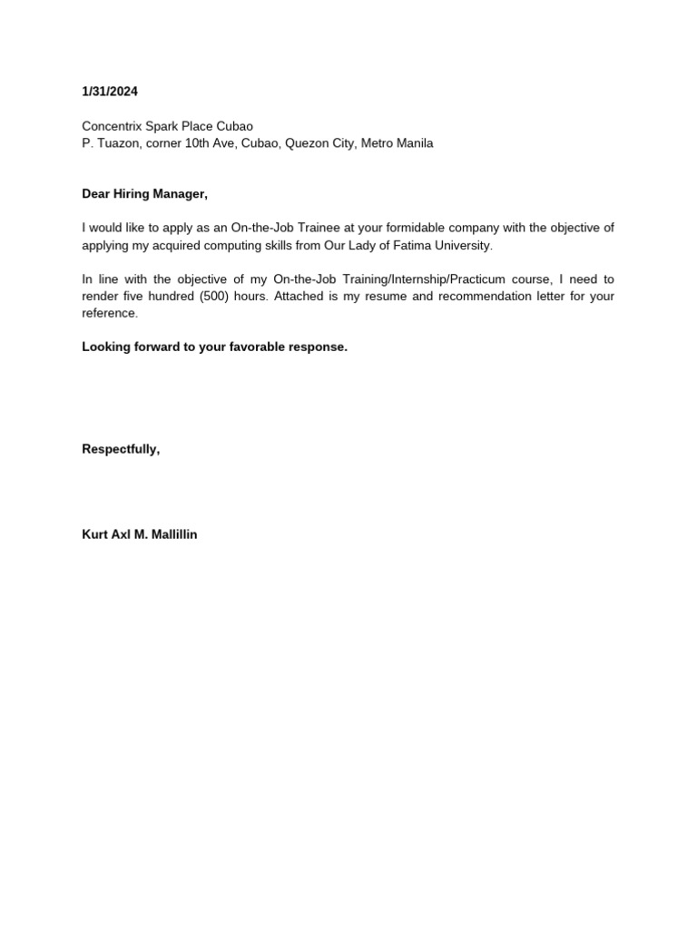 Application Letter 3 | PDF