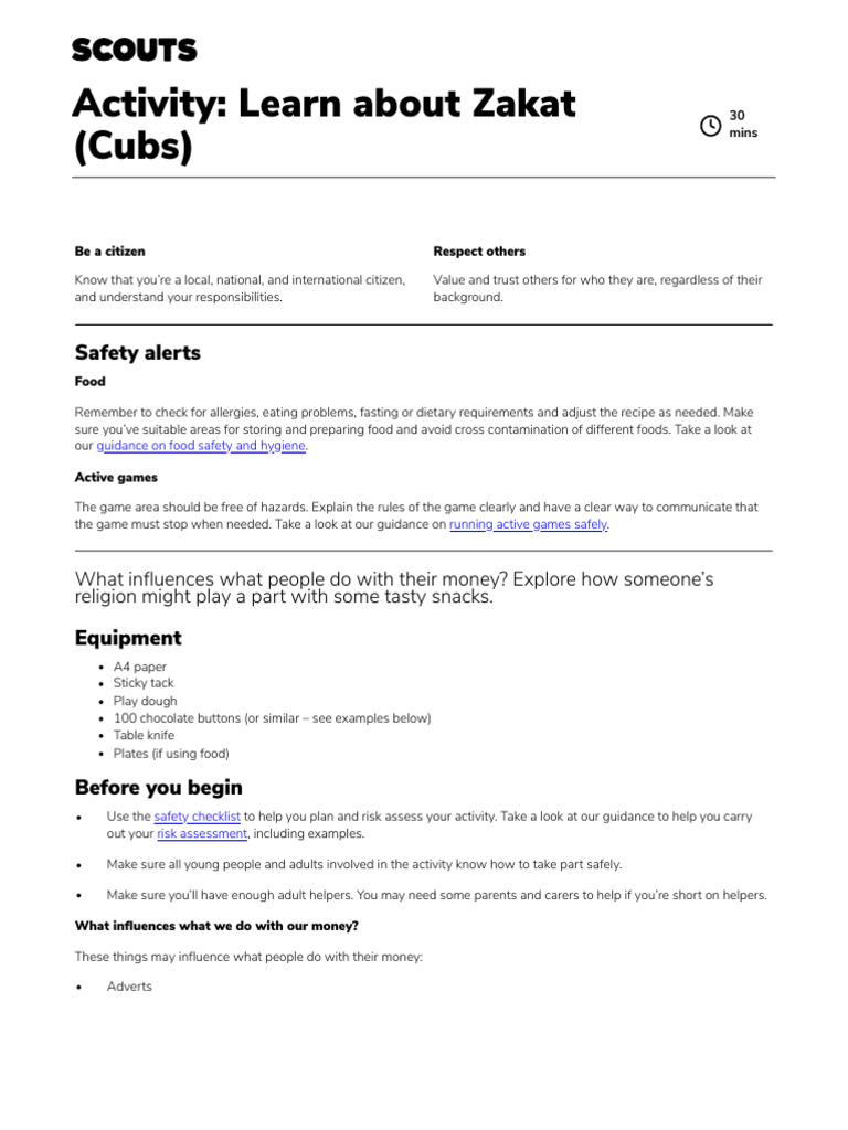 Activity Learn About Zakat | PDF