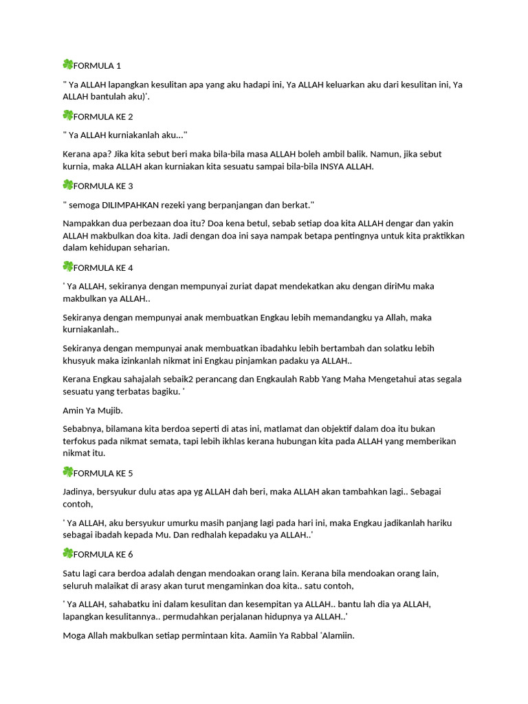 Formula Berdoa | PDF