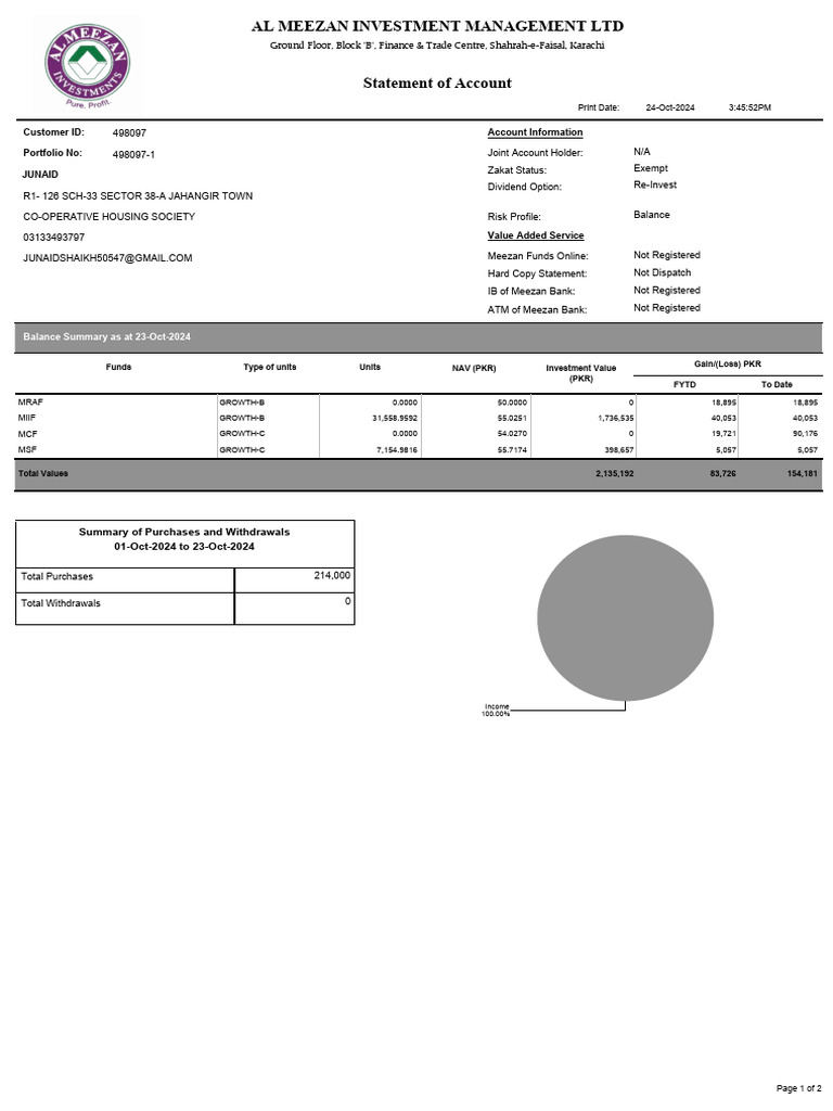 Statement of Accounts Report 24 Oct 2024 03 42 50 PM | PDF | Investing ...