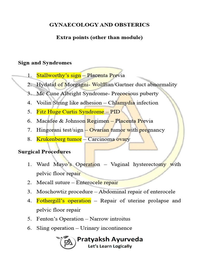 OBG Extra Points | PDF | Vagina | Uterus