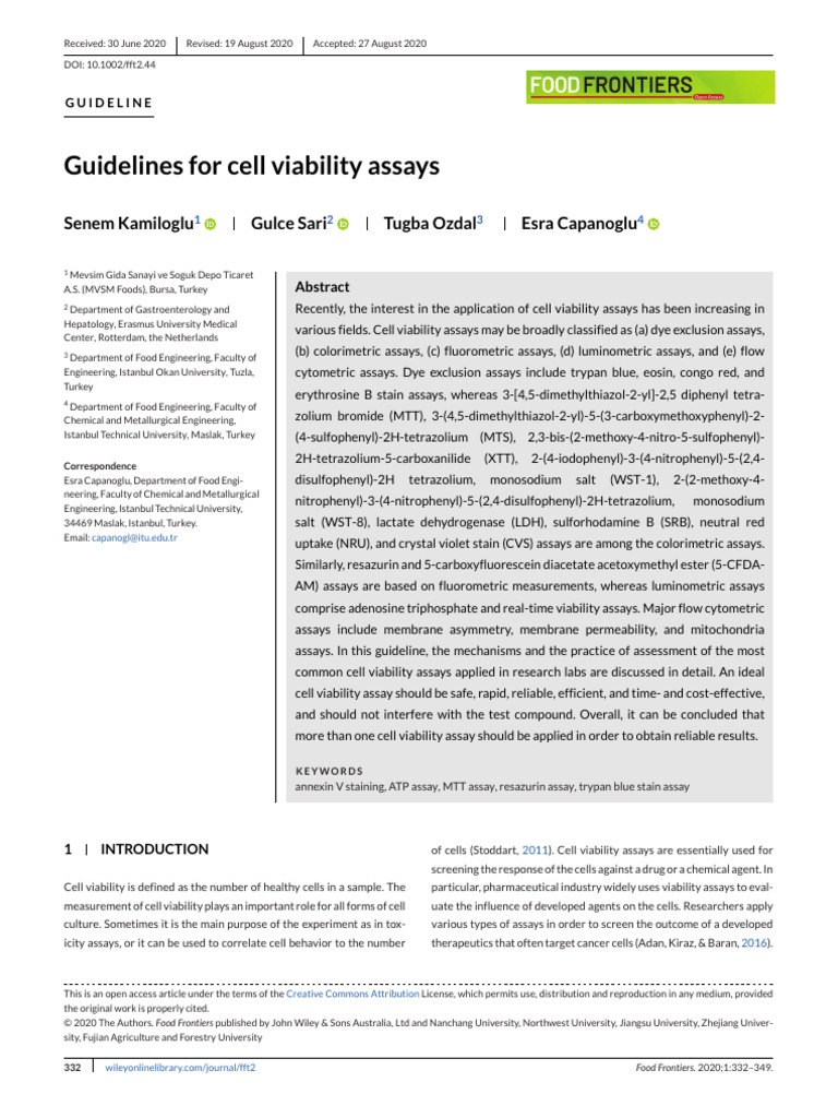 2020guidelines For Cell Viability Assays | PDF | Cytotoxicity | Lactate ...