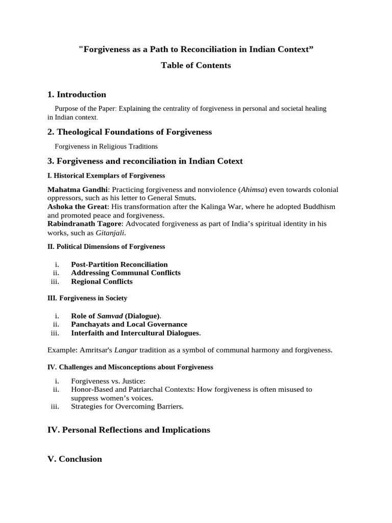 Forgiveness as a Path to Reconciliation in Indian Context | PDF