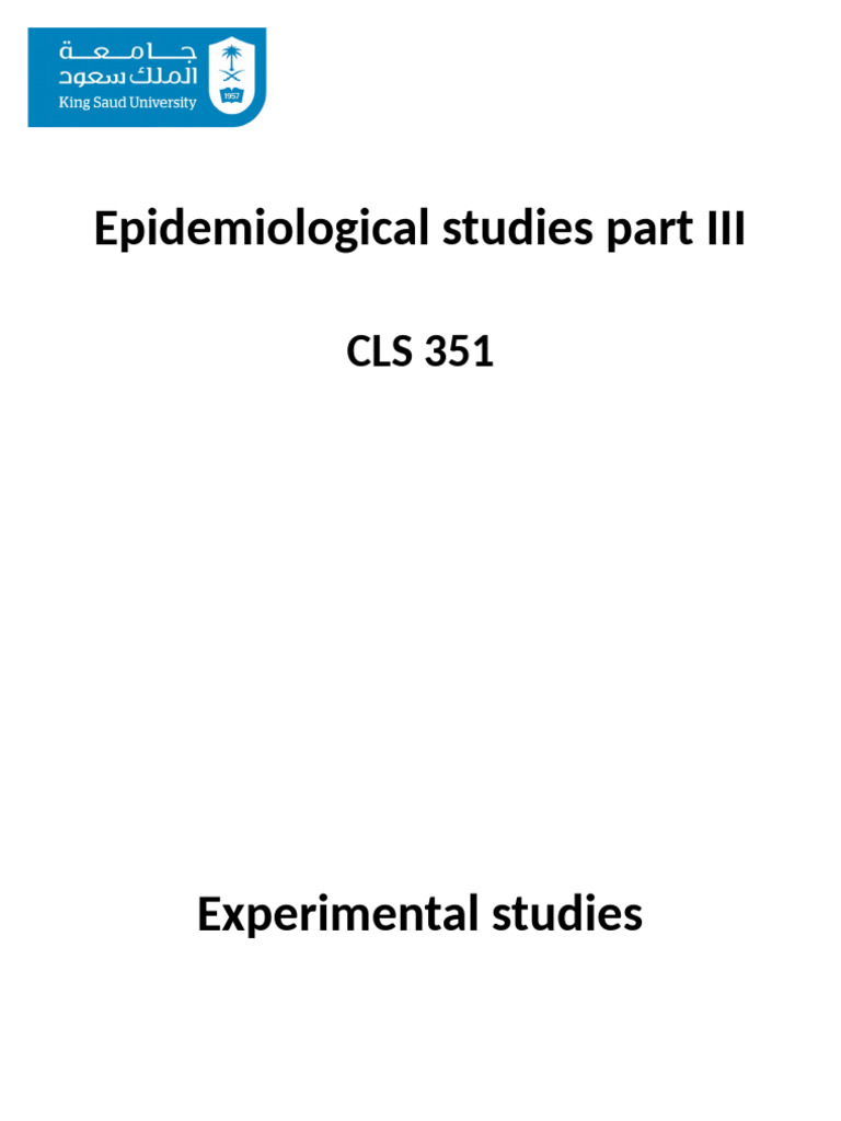 CLS 351 Lecture Note 9 | PDF | Randomized Controlled Trial | Placebo