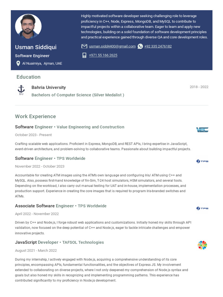 UsmanResume1 | PDF | Software | Computing