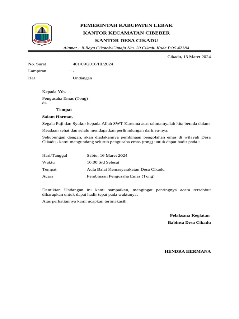 Surat Undangan Pembinaan | PDF