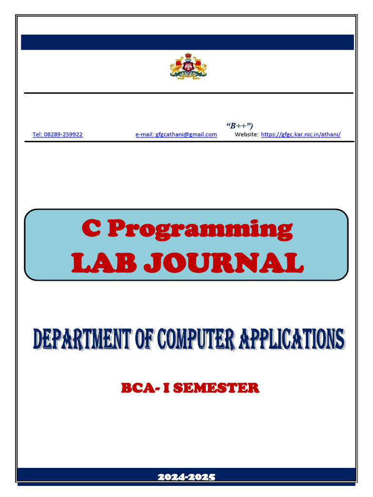 BCA I SEM Lab Journal Cover Pages | PDF | String (Computer Science ...
