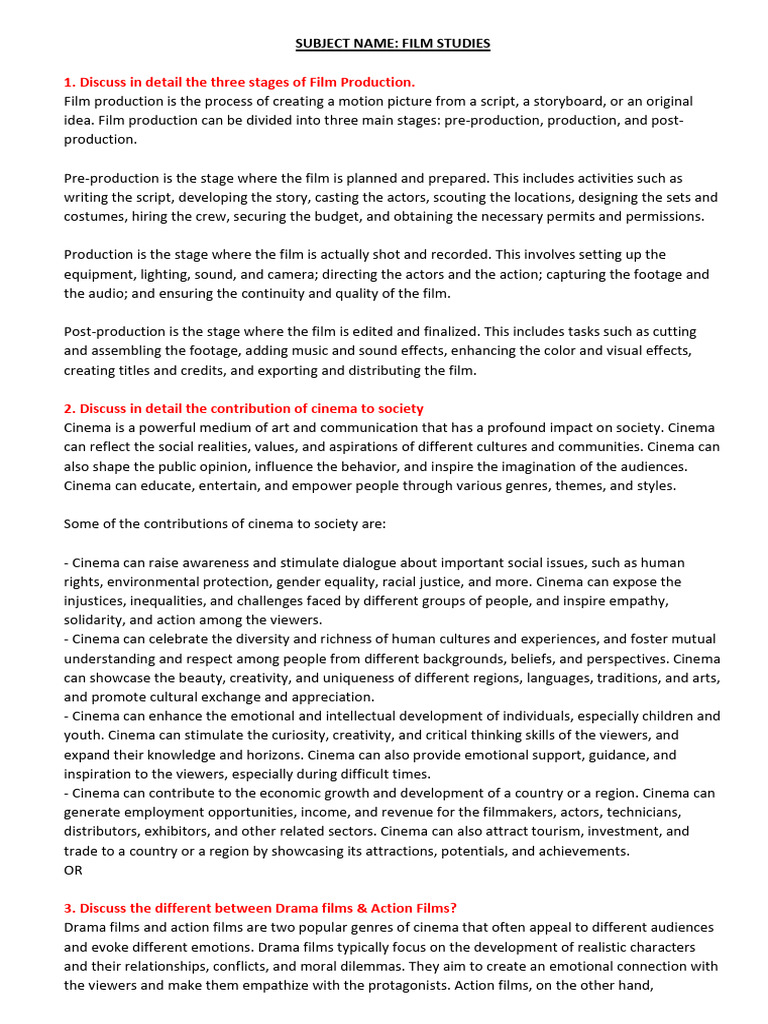 Film Studies Pdf Cinematography Plot Narrative
